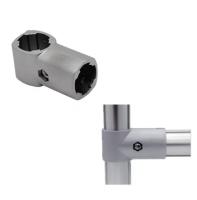China DYJ28-C01 OD28mm Flexible Industry Aluminum Lean Pipe Connector Corner Joint Metal Product for sale