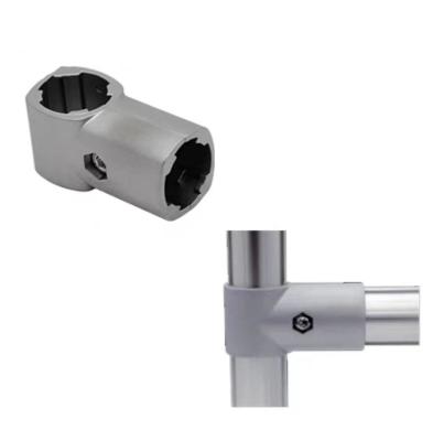 China DYJ28-C01 OD28mm Flexible Industry Aluminum Lean Pipe Connector Corner Joint Metal Product for sale