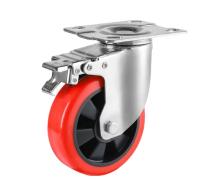 China 4 Inch Medium Flat Casters Hot Sale Swivel And Brake Top Plate Casters Made of Durable Steel Various Industrial for sale