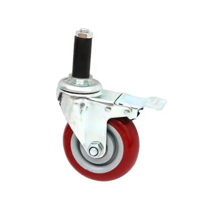 China 3inch Lean tube casters expansion universal wheel compound wire rod round tube rod brake wheel for sale