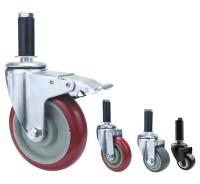 China 3inch Lean tube casters expansion universal wheel compound wire rod round tube rod brake wheel for sale