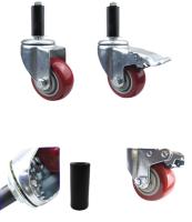 China 3inch Lean tube casters expansion universal wheel compound wire rod round tube rod brake wheel for sale