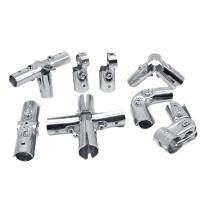 China HJ-14 Chroming Plating Round Metal Pipe Joints/connectors/tube Connector 3 Way for Lean Pipe System Assembly Line for sale