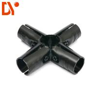 China HJ-5 Electroplate Right Angle Lean Tube Connector Four End For Rack Horizontal Connection for sale