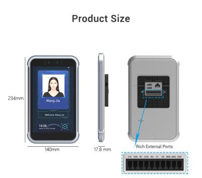 China Wireless IP65 AI Face Recognition Biometric Access Control 8 Inch Touch Screen 1280x800 for sale