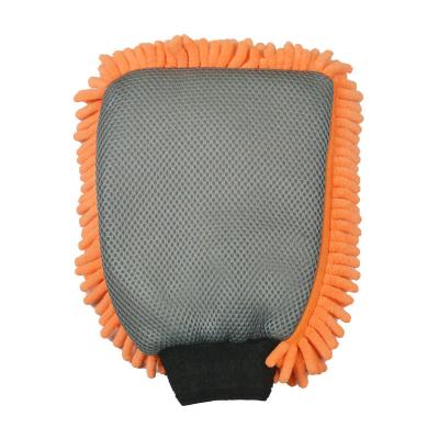 China Chenille Sandwich Mesh Car Wash Mitts Dual Sided Car Detailing Gloves for sale