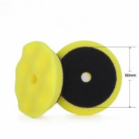 China 4 Inch 80mm Yellow Waffle Hook and Loop Foam Buffing pads-Medium-Heavy Cutting for sale