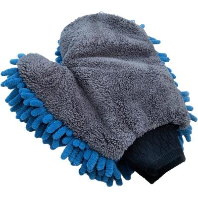 China Chenille Coral Fleece Thumb Car Wash Mitt Ultra Soft High Absorption Scratch-Free for sale