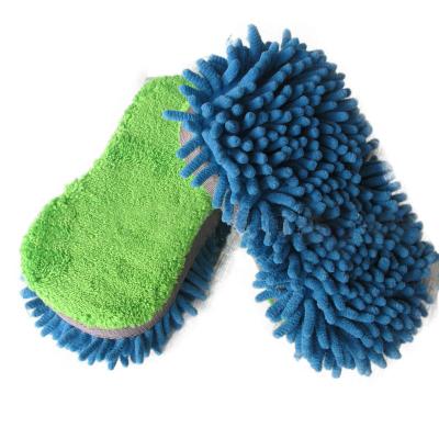 China Figure-8 Dual-Sided Chenille Coral Fleece Car Wash Sponge for sale