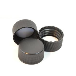 China Black Plastic Screw Cap 20mm 24mm 28mm with Induction Sealing Gasket for Bottle Packaging for sale
