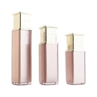 China Luxury Pink Acrylic Lotion Pump Bottle with Gold Cap, Leak-proof Cosmetic Pump Bottle for Skincare Packaging for sale