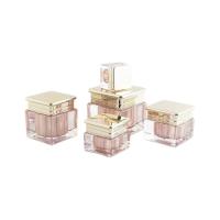 China Luxury Pink Acrylic Lotion Pump Bottle with Gold Cap, Leak-proof Cosmetic Pump Bottle for Skincare Packaging for sale