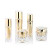 China 30ml 50ml 100ml Rose Gold Acrylic Airless Cosmetic Bottles and Cream Jars for Skincare Packaging for sale