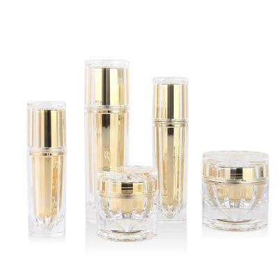 China 30ml 50ml 100ml Rose Gold Acrylic Airless Cosmetic Bottles and Cream Jars for Skincare Packaging for sale