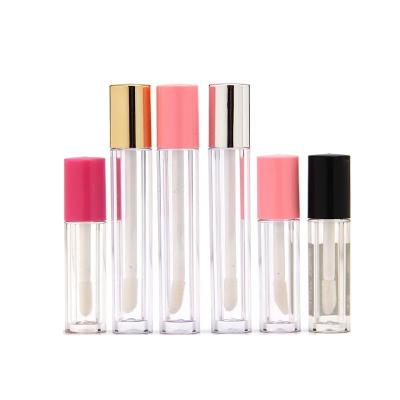 China 5ml Empty Lip Gloss Container with Plastic Lip Balm Tube Closure Beveled Mouth Lipstick Tube for sale