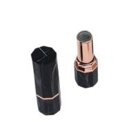 China Luxury Black Marble Pattern Octagonal Lipstick Tube Container with Rose Gold Accent for sale