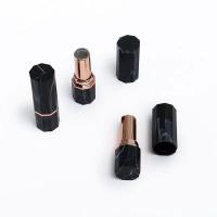 China Luxury Black Marble Pattern Octagonal Lipstick Tube Container with Rose Gold Accent for sale