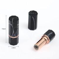 China Luxury Black Marble Pattern Octagonal Lipstick Tube Container with Rose Gold Accent for sale