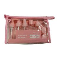 China 60ml 9pcs Plastic Travel Bottle Set Lotion Pump Spray Flip Cap Reusable Leakproof for sale