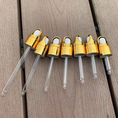 China Wholesale 18mm 24mm Silver Gold Glass Plastic Pipette Press Down Type Plastic Dropper for Essential Oils for sale