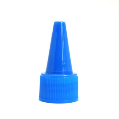 China Plastic Twist Off Pointed Mouth Cap 28mm Ribbed White Dispensing Screw Cap for sale