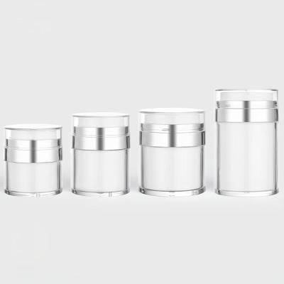 China Round PS Double Wall Airless Pump Face Cream Jar Cosmetic Bottle 15g 30g 50g 100g for sale