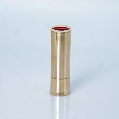China 3.5g Empty Gold Slim Lipstick Tubes Plastic Cosmetic Packaging Custom Logo Lip Balm Bottle for sale