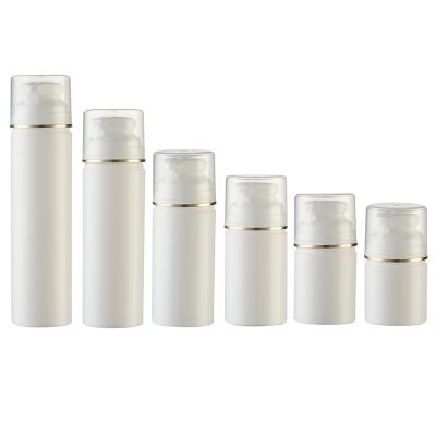 China PP Airless Dispenser Bottle 30ml 50ml 75ml with Crimp Pump Head Custom Colors Silk Printing Matte Spray for sale
