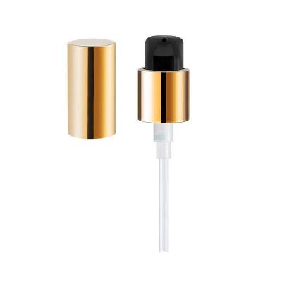 China 18/410 Golden Aluminum Dispenser Pump with Full Cover for Liquid Foundation Serum 50ml for sale