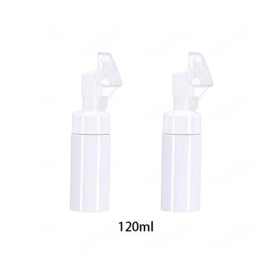 China 120ml PET Foam Pump Bottle with Clip Cap Brush Custom Color Facial Cleanser for sale