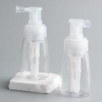 China 35gr Clear Transparent Powder Spray Bottle Empty Plastic Press Powder Pump Dispenser for Hair Dry Cleaning for sale