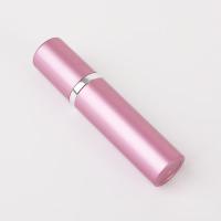 China Luxury Pink Aluminum Portable Perfume Spray Bottle with Metallic Ring for sale