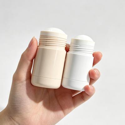 China 30gr 50gr Cylinder Refillable Deodorant Stick Container PP Plastic Replaceable Inner Cartridge Twist up Empty Solid Balm for sale