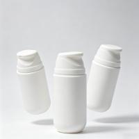 China 50ml 100ml Round Bottom Airless Bottle Frosted White Plastic Press Airless Pump Bottle with Clear Cap for sale