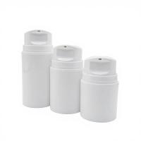 China Multiple Types Cylinder Airless Bottle White Plastic Press Airless Pump Bottle With Clear Cap for Lotion Cream Packaging for sale