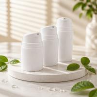 China Multiple Types Cylinder Airless Bottle White Plastic Press Airless Pump Bottle With Clear Cap for Lotion Cream Packaging for sale