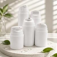 China Multiple Types Cylinder Airless Bottle White Plastic Press Airless Pump Bottle With Clear Cap for Lotion Cream Packaging for sale