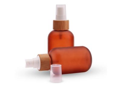 China Brown Frosted Glass Spray Bottle with Bamboo Fine Mist Sprayer - 24/410 Spec for Cosmetic & Personal Care for sale