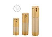 China Gold Matte Airless Cosmetic Bottles 15ml 30ml 50ml Multi-Capacity Lotion Containers for sale