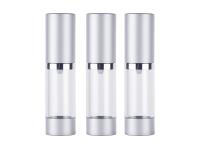 China 15ml Short Fat Silver Airless Cosmetic Bottle - Lotion Separation BPA Free Packaging SACB-06 for sale