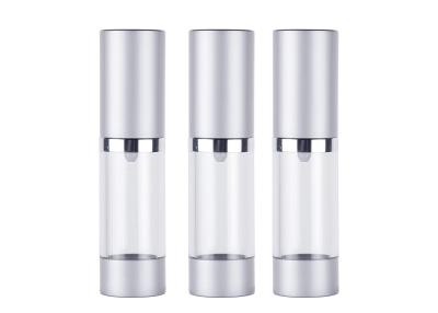 China 15ml Short Fat Silver Airless Cosmetic Bottle - Lotion Separation BPA Free Packaging SACB-06 for sale