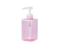 China 450ml Pink PETG Cosmetic Bottle with Plastic Lotion Pump - High Transparency Recyclable Container for sale