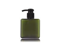 China 450ml Square Green PETG Cosmetic Bottle with Plastic Lotion Pump - Heat Resistant SCPB-10 Model for sale