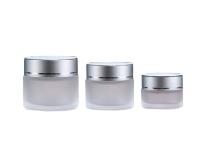 China Silver Aluminum Lid Glass Cosmetic Cream Jar - 20g 30g 50g Capacity with SCCJ-14 Model for sale