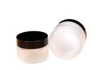 China Matt Glass Cream Containers 5ml 10ml 15ml 30ml 50ml Cosmetic Packaging Jars with Black Lids for sale