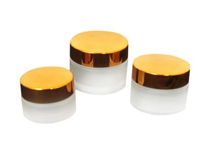 China Refillable Empty Face Cream Jar 50g Food Grade Glass with Gold Aluminum Lid for sale