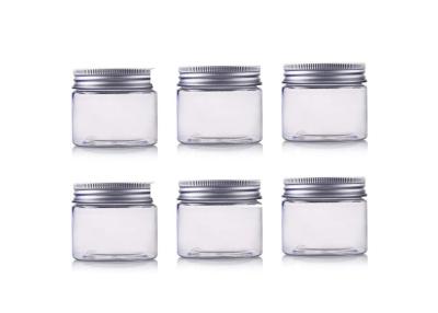 China Plastic PET Empty Cosmetic Containers Jars With Silver Aluminum Lid for sale