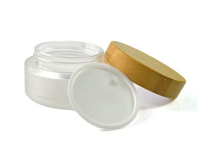 China 50ml Frosted Glass Cream Jar with Bamboo Lid - SCCJ-26 Model for Cosmetics Storage for sale