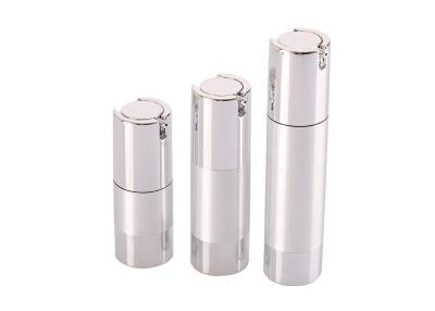 China Aluminum Airless Pump Bottle 15ml 30ml 50ml Cosmetic Packaging Refillable Matt Silver for sale