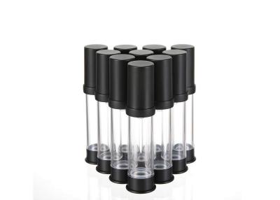 China Black Airless Cosmetic Bottle 10ml Refillable Plastic Pump Travel Size for sale